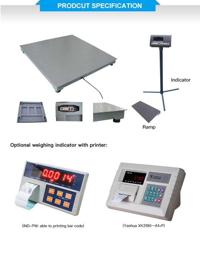 2000KG Capacity Floor Weighing Scales OIML Certified 1.5x1.5m Platform