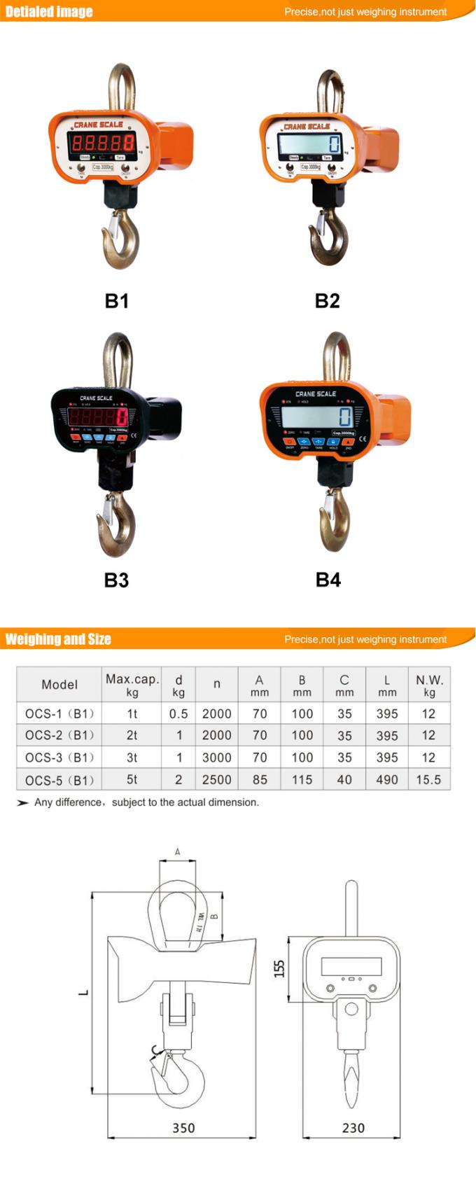OCS-B Digital Dynamometer 1 Ton 2 Ton Blue Backlit LCD Display Wireless ...