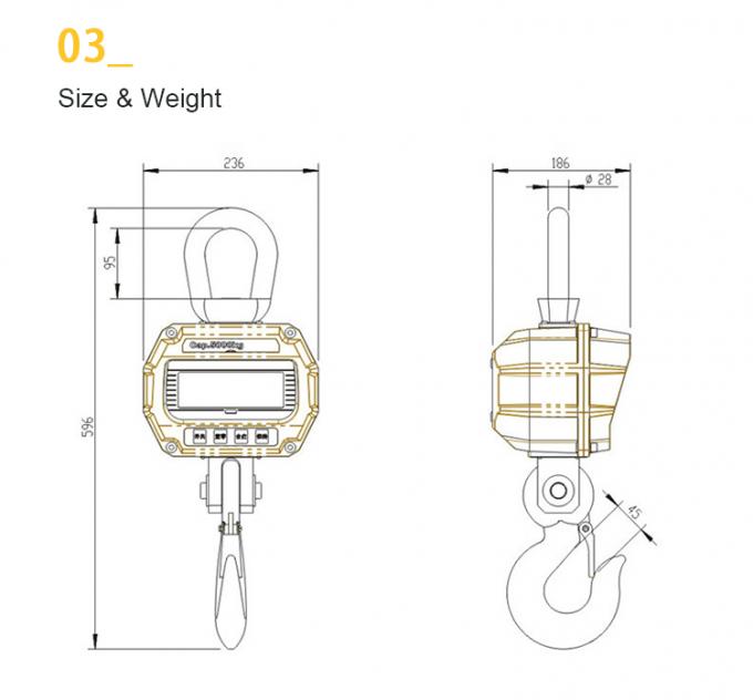 OCS-X Crane Hook Weighing Scale Digital Weighing Hook Scale 1-5 Ton Stable